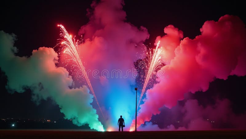 Colorful Light Show with Smoke Effects Illuminates a Dark Setting at ...