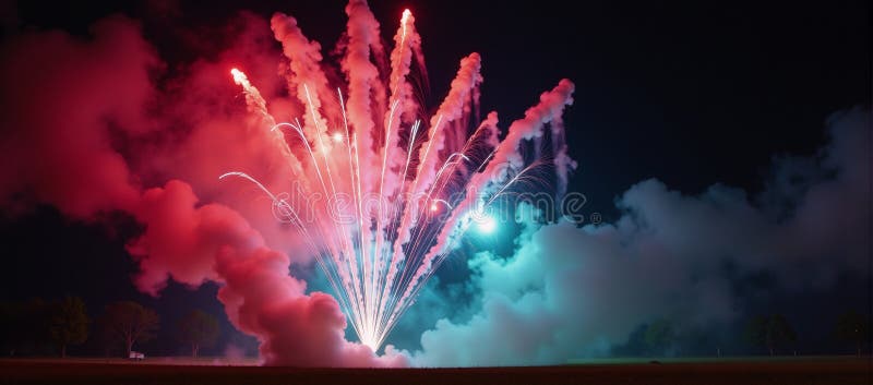 Colorful Light Show with Smoke Effects Illuminates a Dark Setting at ...