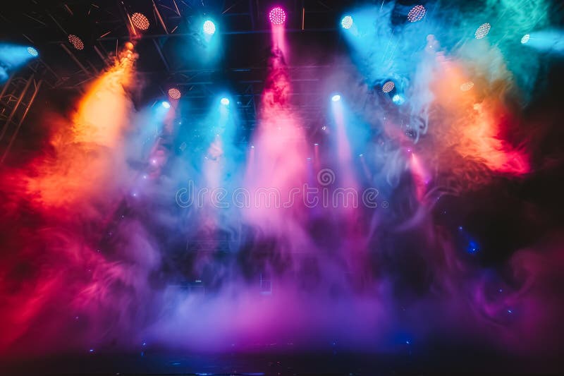Colorful Light Show with Smoke and Lights Stock Photo - Image of ...