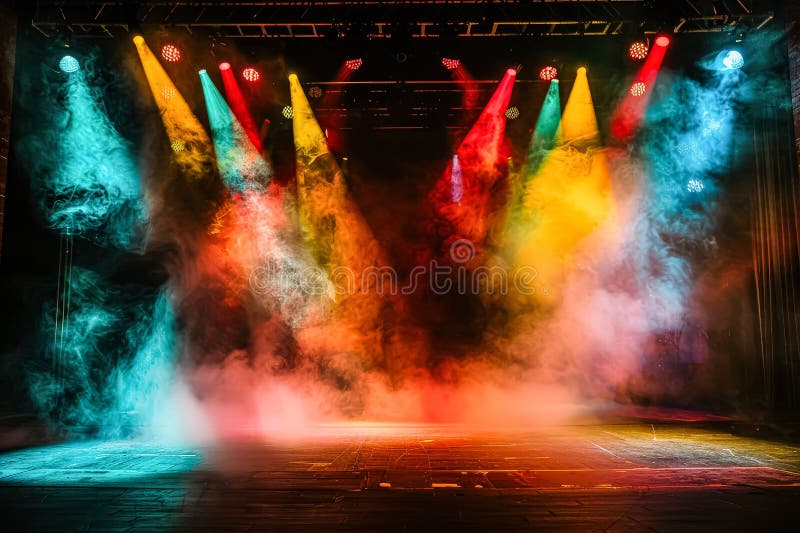 Colorful Light Show with Smoke and Lights. Stock Image - Image of live ...