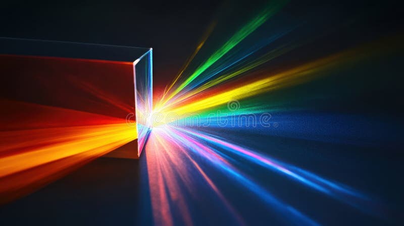 Colorful Light Spectrum Refracted through Glass Prism in Dark ...