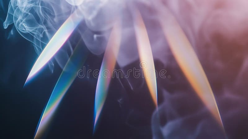 Colorful Light Spectrum Refraction through Smoke in Abstract Dark ...