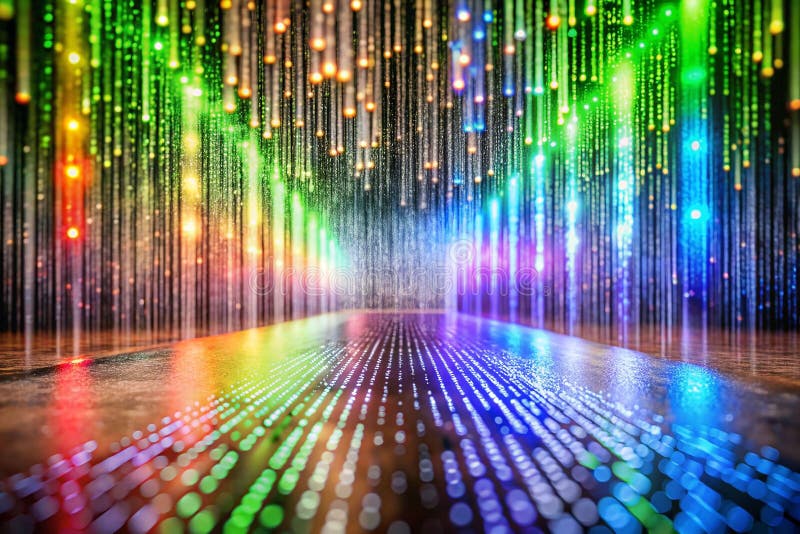 Colorful Light Streams Cascade Down, Creating an Illuminated Stage ...