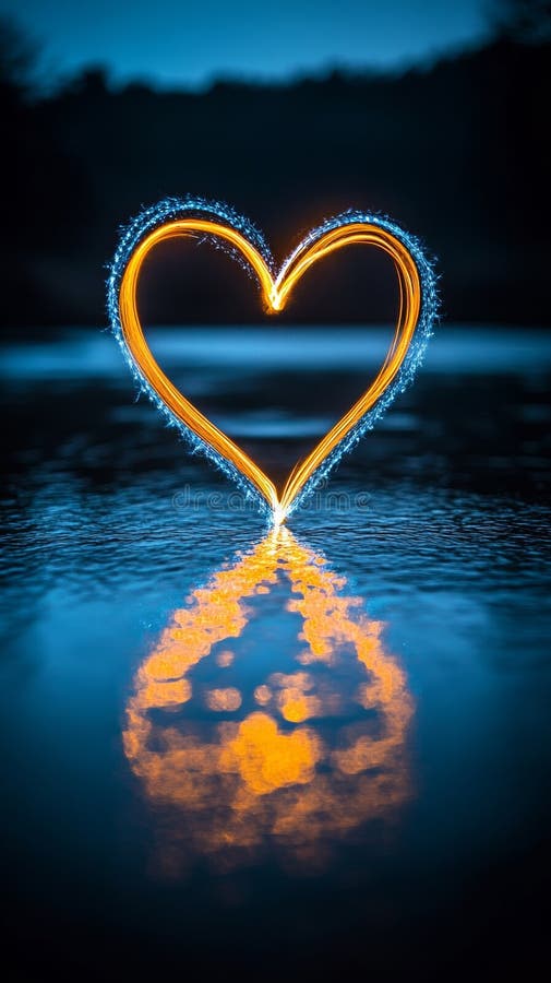 Colorful Light Trails Come Together To Create a Vibrant Heart Shape in ...