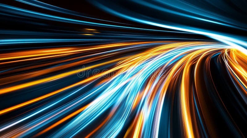 Colorful Light Trails Depict Rapid Data Transfer, Conveying Speed and ...