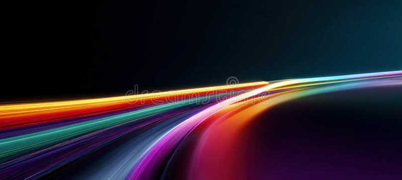 Colorful Light Trails Flowing on Dark Background Stock Illustration ...