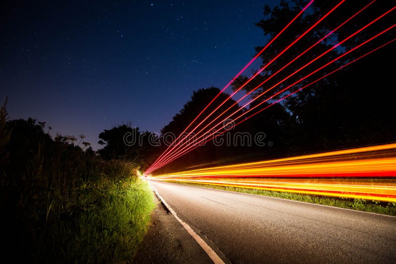 Colorful Light Trails in a Highway Stock Photo - Image of street ...