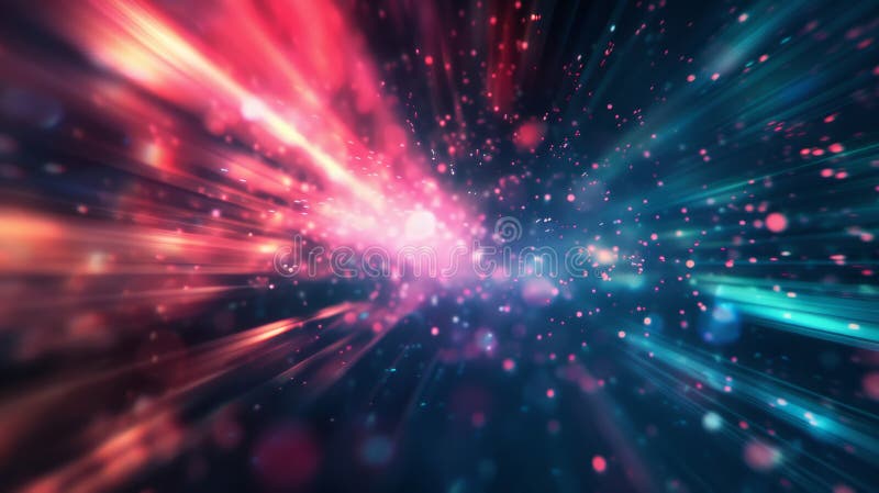 Colorful Light Trails Move Fast with Sparkling Particles in an Abstract ...