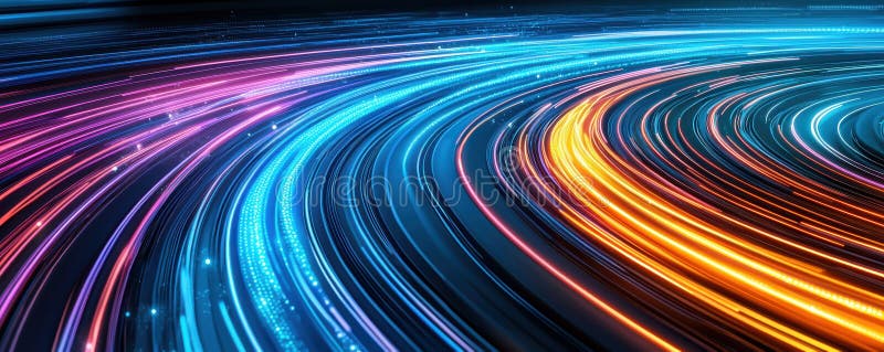 Colorful Light Trails Representing High-speed Data Transfer and High ...