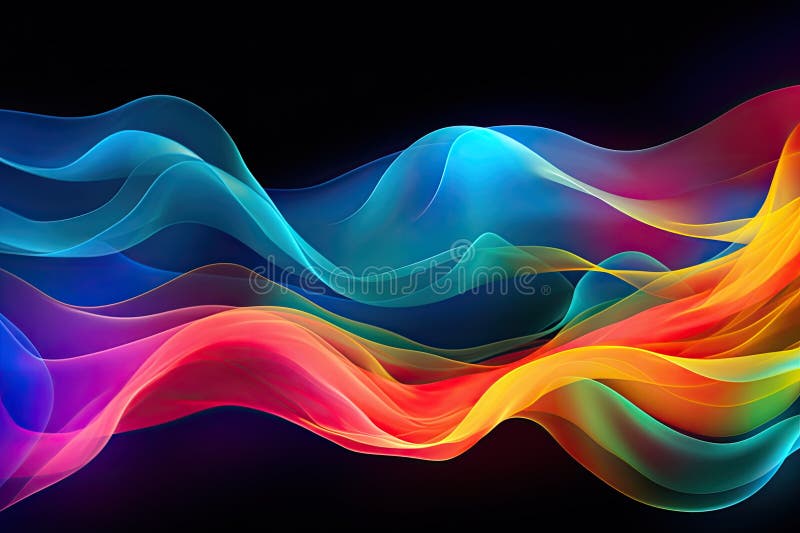 Colorful Light Wave on Black Background Stock Illustration ...