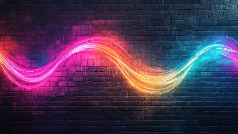 Colorful Light Wave on Dark Brick Wall Stock Image - Image of pattern ...