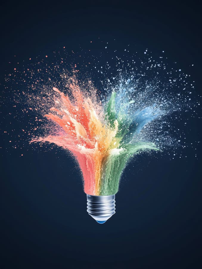 Colorful Lightbulb Explosion Creativity Innovation Inspiration Energy ...