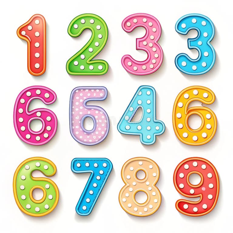Colorful Lightbulb Numbers, White Background, Design Elements, Teaching ...