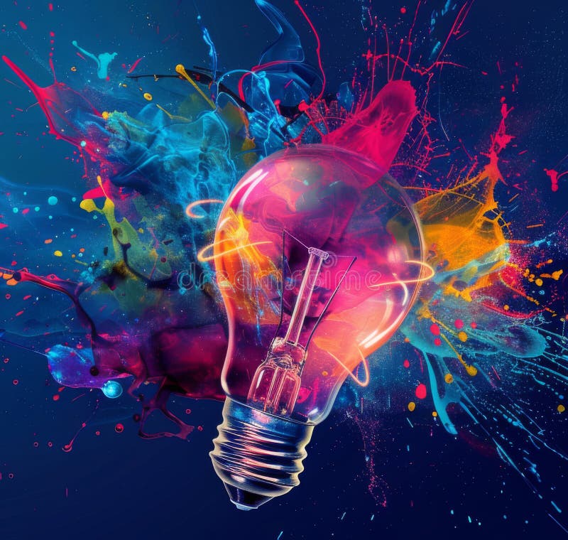 Colorful Lightbulb with Splash of Paint. Creativity and Energy Concept ...