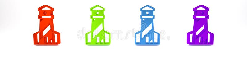 Colorful Lighthouse Icon Isolated on White Background. Minimalism ...