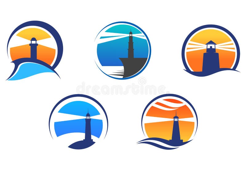 Colorful Lighthouse Symbols Set Stock Vector - Illustration of ...