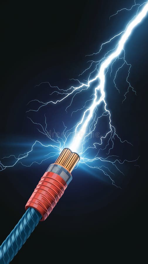 Colorful Lightning Arcs from Electrical Cable, Illuminating the ...