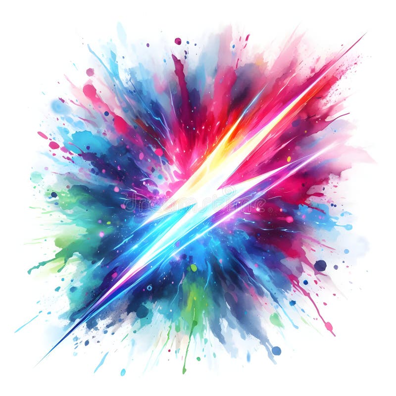 Colorful Lightning Bolt Exploding with Vibrant Colors Stock ...