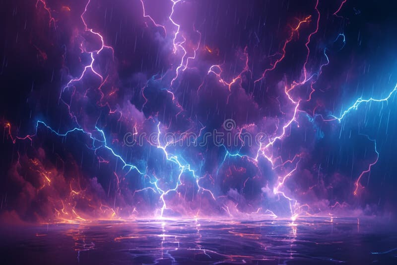 Colorful Lightning Strike Depicted in Dynamic 3D Rendering Stock ...