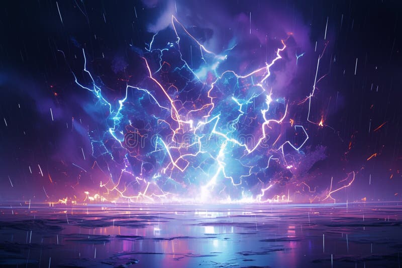 Colorful Lightning Strike Depicted in Dynamic 3D Rendering Stock ...