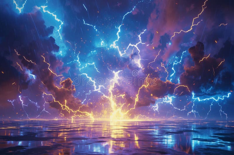 Colorful Lightning Strike Depicted in Dynamic 3D Rendering Stock ...