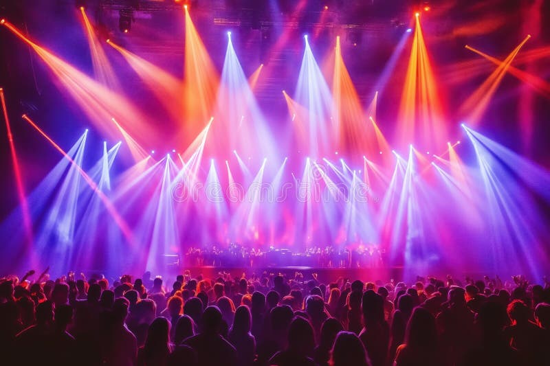 Colorful Lights and Crowd on a Large Nightclub Dance Floor Stock Image ...