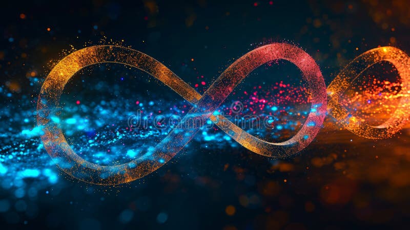 Colorful Lights Infinity Sign on Dark Background Stock Illustration ...