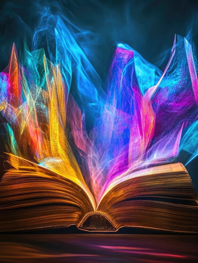 Colorful Lights from Open Book Stock Photo - Image of learn, discovery ...