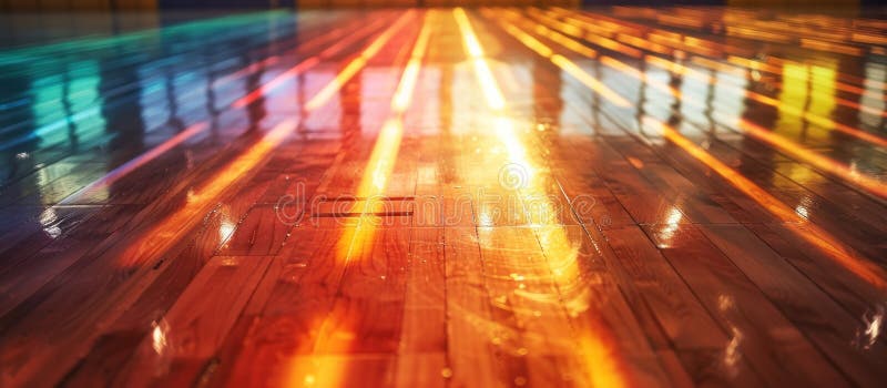 Colorful Lights Reflecting on Polished Wooden Floor Stock Photo - Image ...
