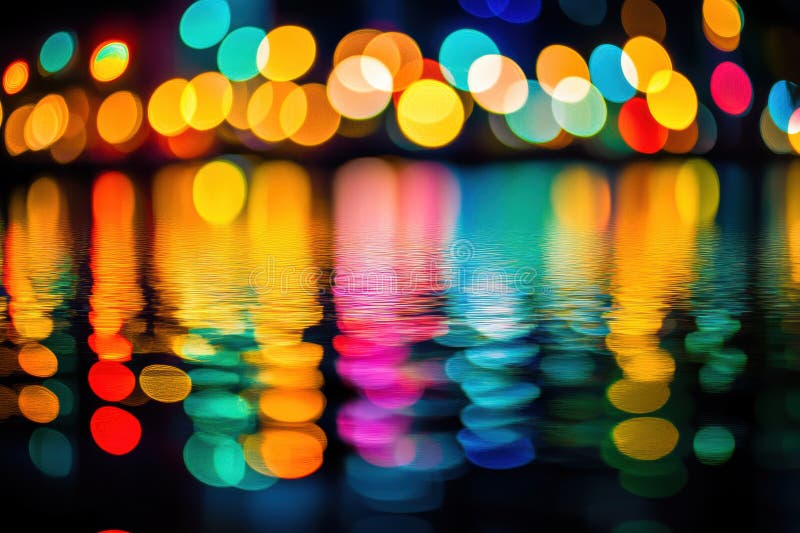 Colorful Lights Shimmer on a Lake S Surface, Creating a Vibrant and ...