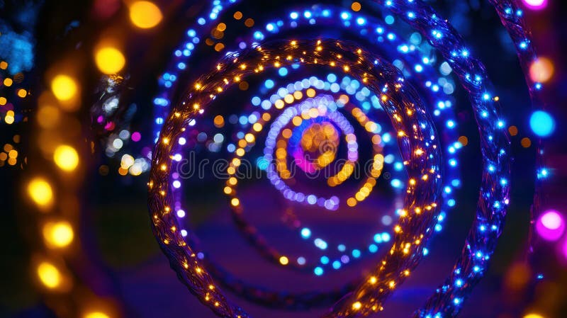 Colorful Lights Twinkle in Dynamic Spiral Patterns, Creating a ...