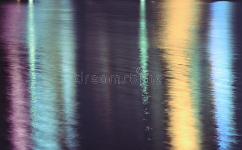 Night Colorful Abstract Lights Reflections on Lake Stock Image - Image ...