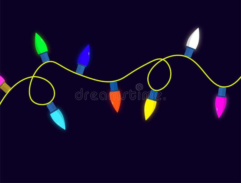 Colorful Lights with Wire Isolated on Blue Vector Illustration Stock ...