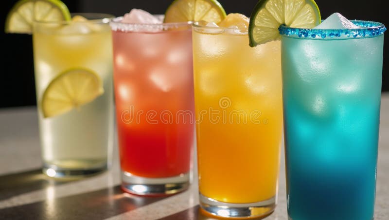 Colorful Limeinfused Margaritas Stock Illustration - Illustration of ...