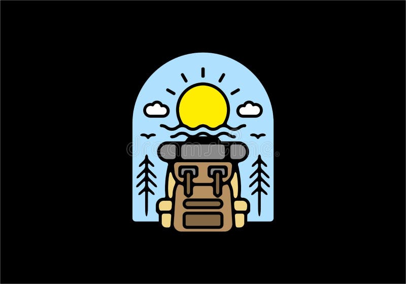 Colorful Line Art of Backpack and Sun Stock Vector - Illustration of ...