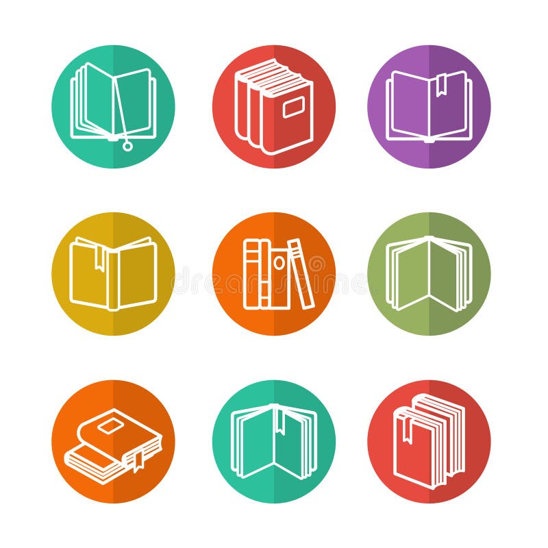 Colorful line books icons stock vector. Illustration of literary - 73022680