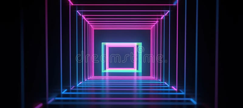 Colorful Line Box Neon Lights Background Stock Illustration ...