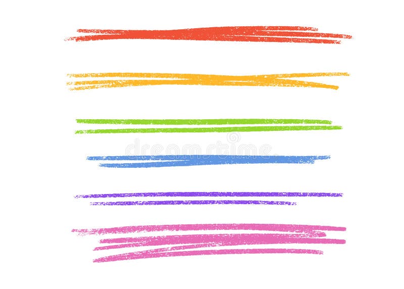 Colorful Line Brush Strokes Vector Set - Rainbow Colors Parallel Marks ...