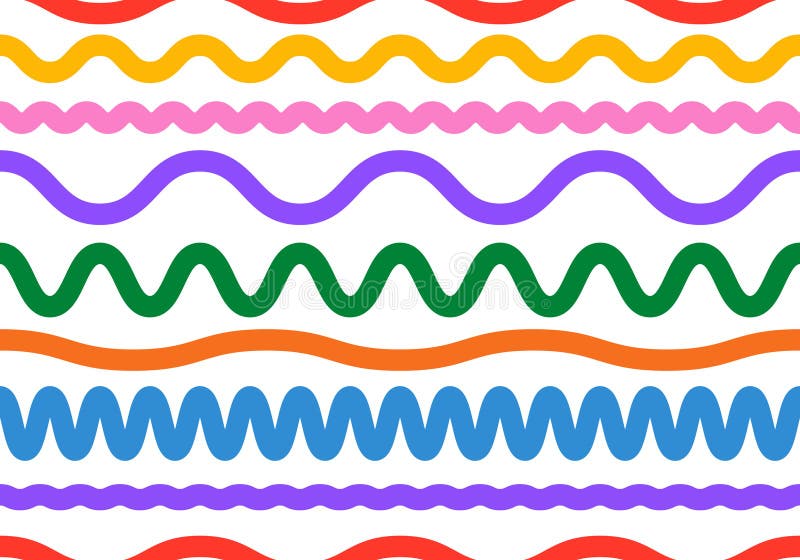 Colorful Line Doodle Seamless Pattern. Simple Childish Hand Drawn ...