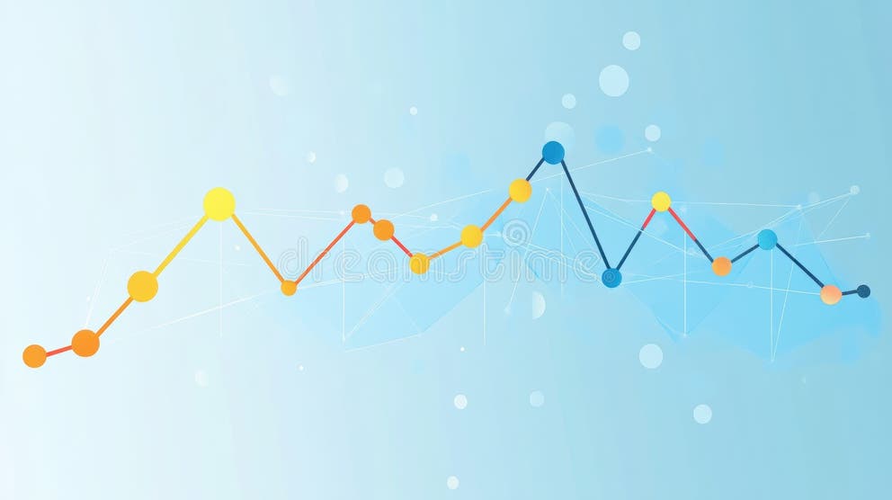 Colorful Line Graph with Data Points and Geometric Shapes Stock ...