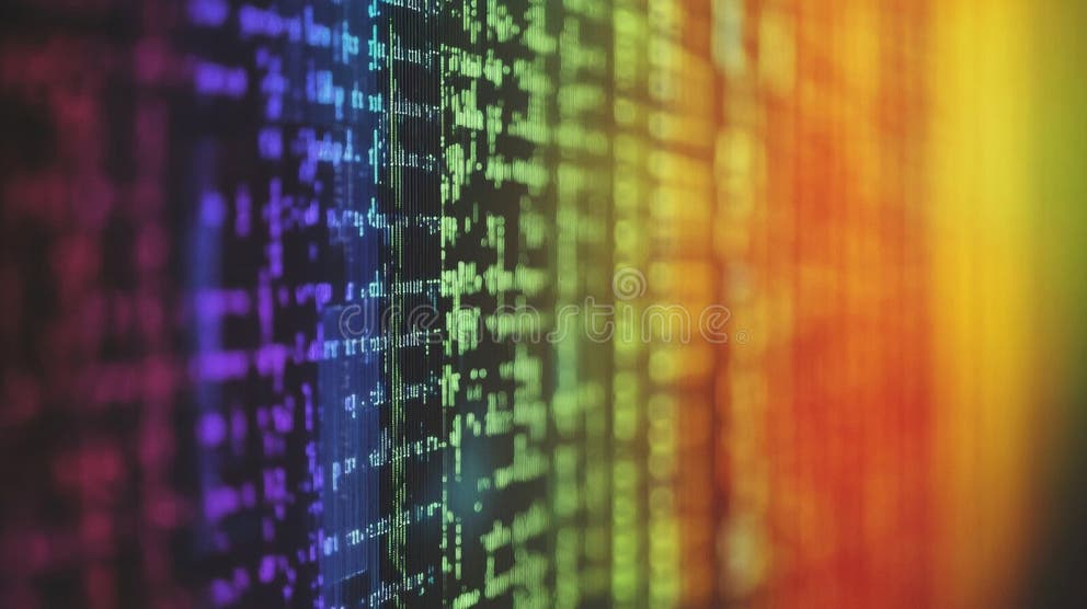 Colorful Lines of Computer Code on Screen Stock Illustration ...
