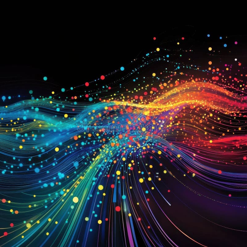 Vibrant Energy Lines and Dots Representing Active Communication and ...