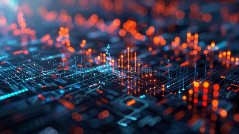 Digital Data Visualization Showcases Vibrant Network Connections with Glowing Elements and ...