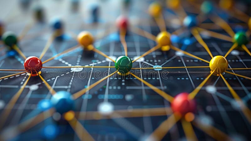 Colorful Lines and Dots on a Light Background Symbolizing Network ...