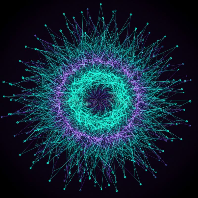 Colorful Lines and Nodes Form a Radial, Symmetrical Pattern Resembling ...