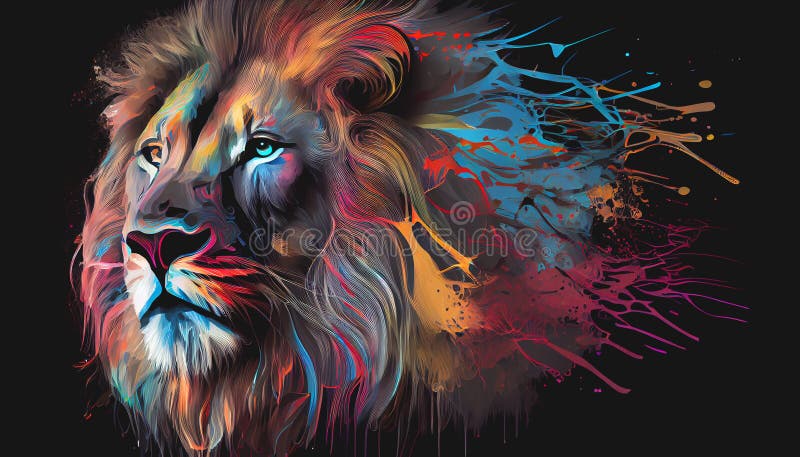 Colorful lion art stock illustration. Illustration of pattered - 271567287