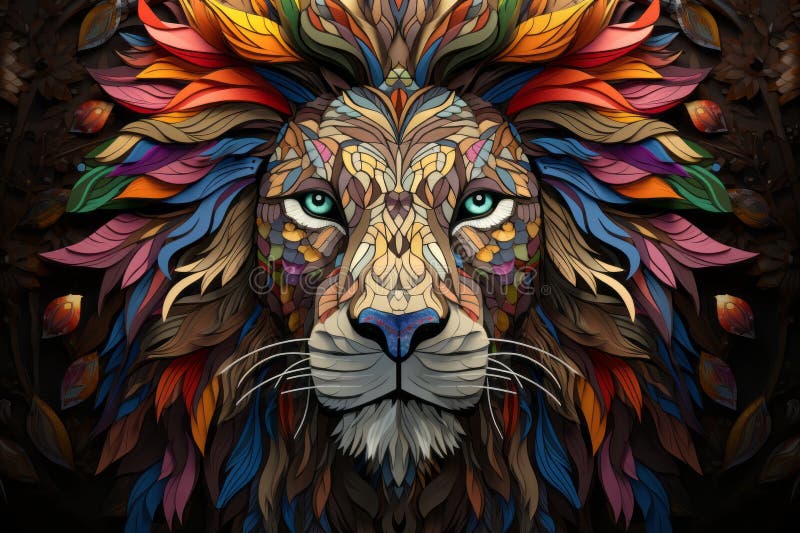Multi Colored Lion Head Stock Illustrations – 578 Multi Colored Lion ...
