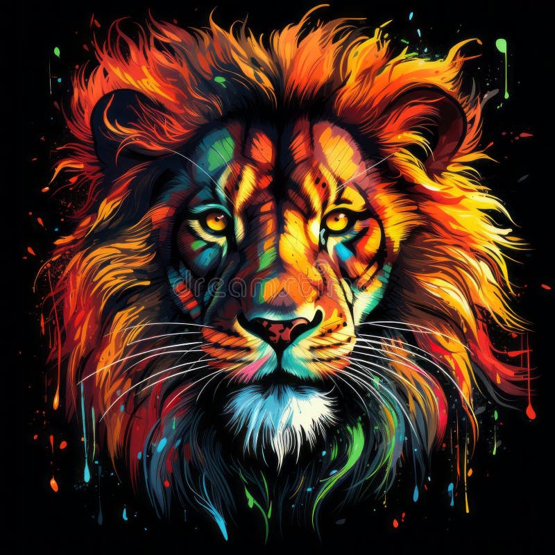 Multi Colored Lion Head Stock Illustrations – 578 Multi Colored Lion ...