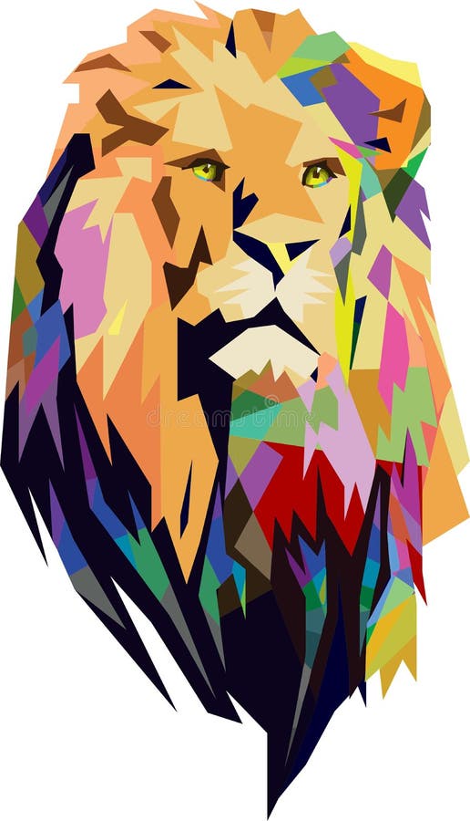 Colorful Lion Head with Full Colors. Stock Vector - Illustration of ...