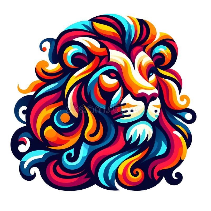 Colorful lion head stock illustration. Illustration of comics - 311201489